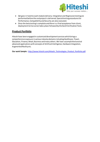 Hiteshi - Company Introduction | PDF | Internet | Computing