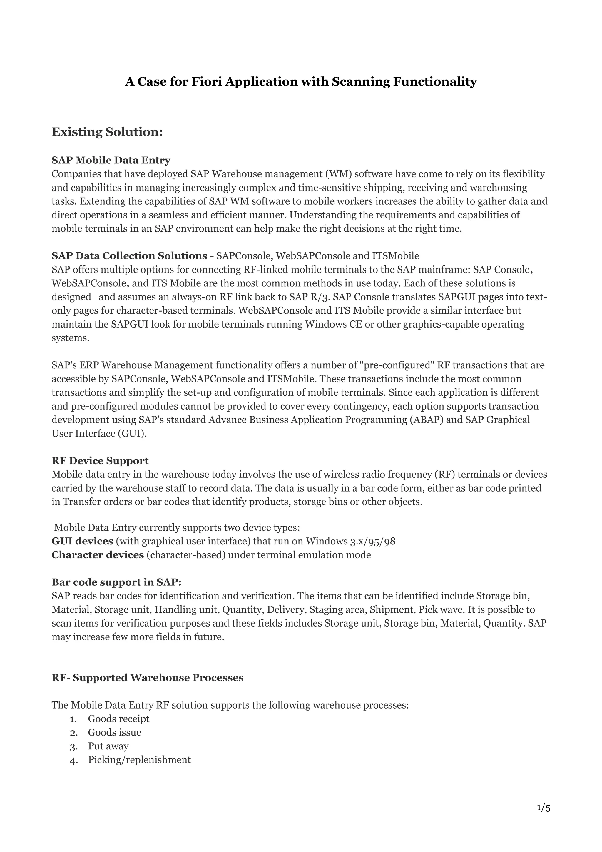 A Case for Fiori Application with Scanning Functionality | PDF