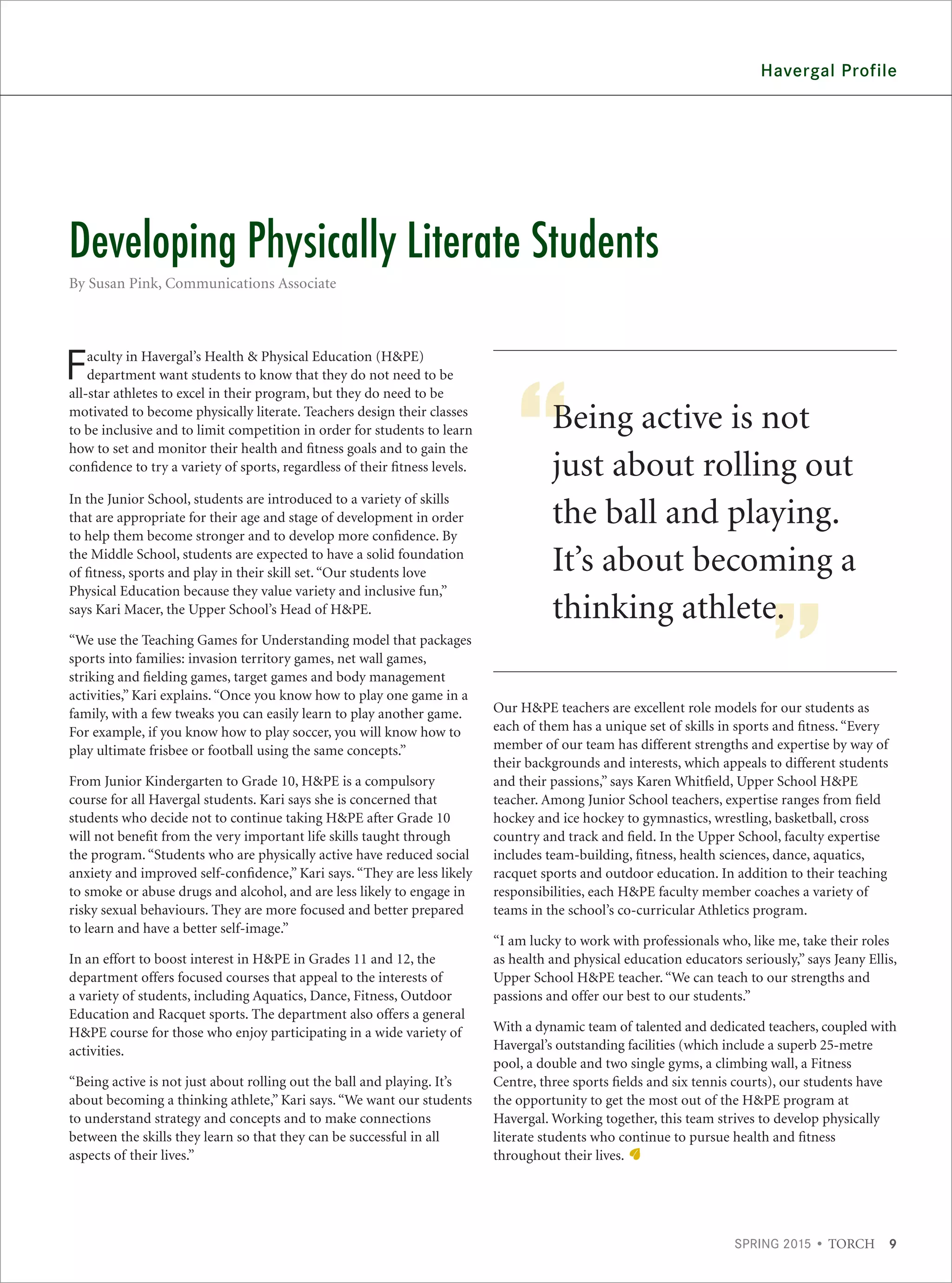 Developing Physically Literate Students | PDF