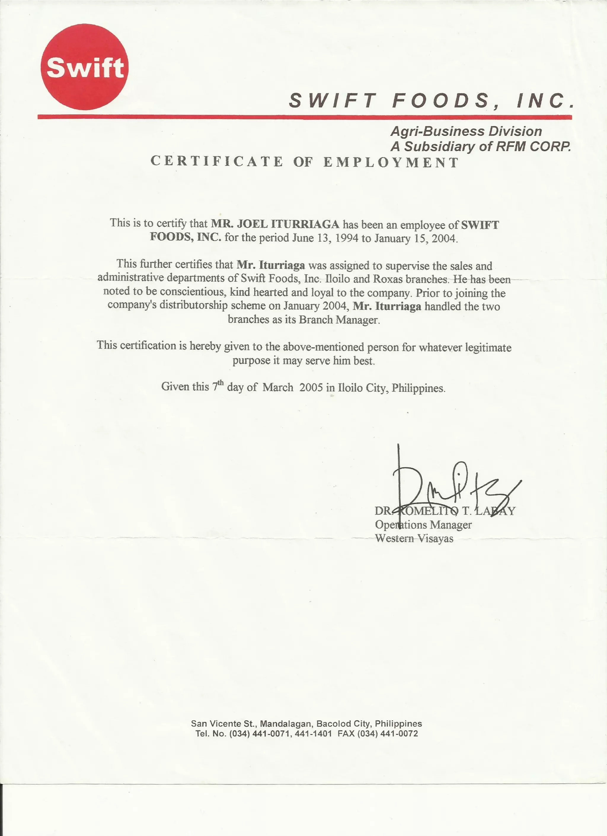 Swift Foods Inc 1 | PDF