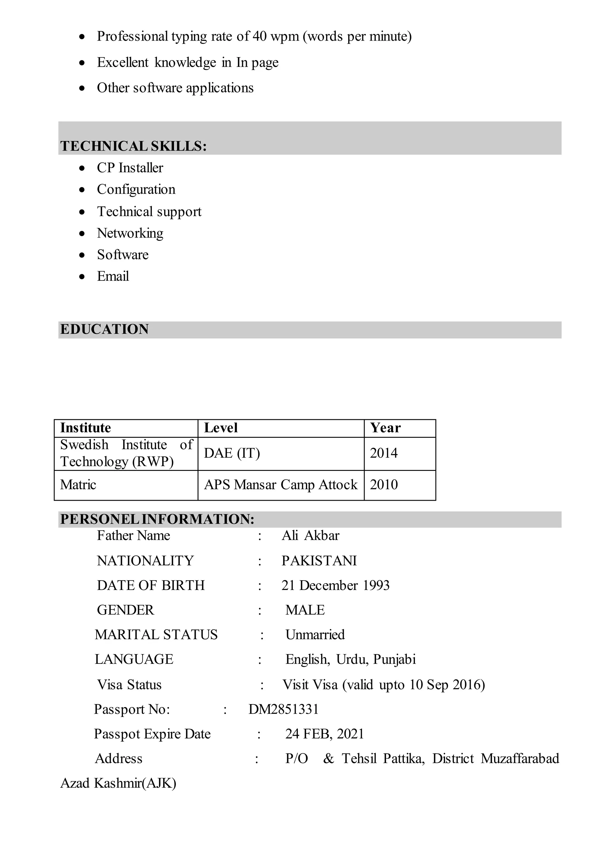 Ibrar Usmani CV | DOCX | Computer Networking | Computing