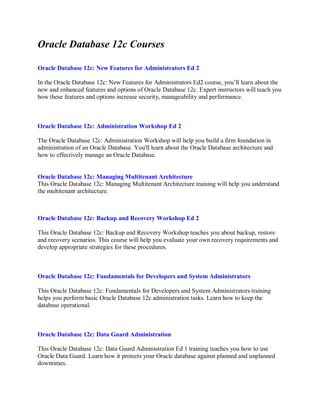 Oracle Database Courses | PDF