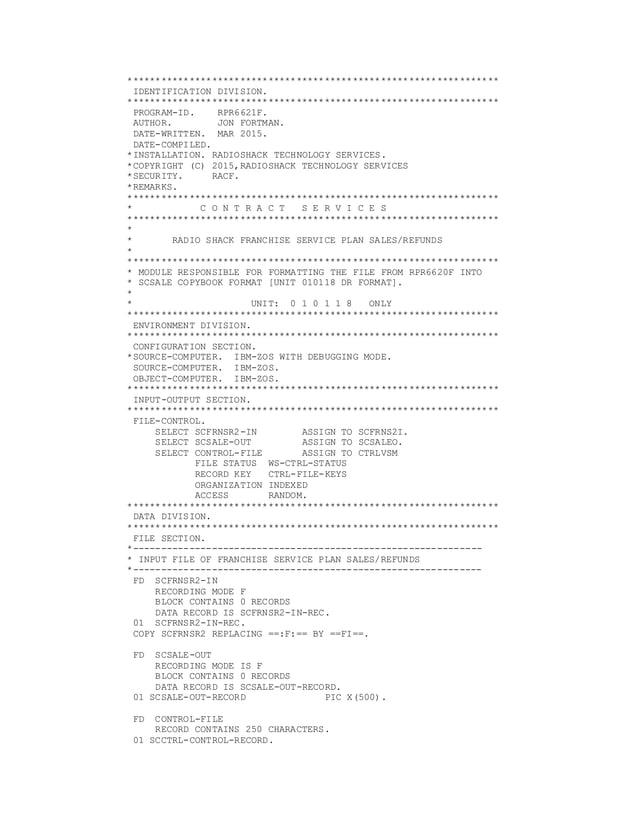 COBOL BATCH EXAMPLE-RPR6621F | DOCX