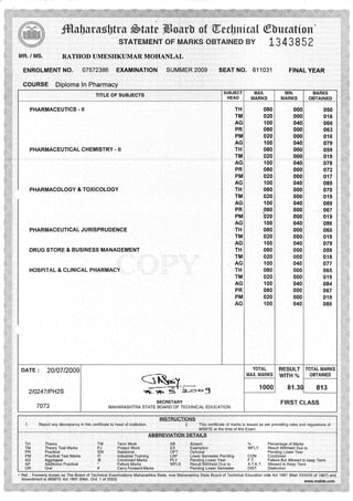 Diploma 1 yr & last yr marksheet | PDF