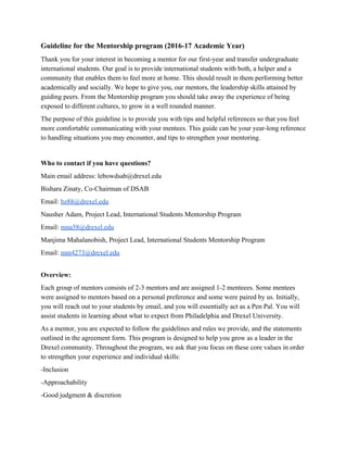 InternationalStudentsMentorshipProgram | PDF