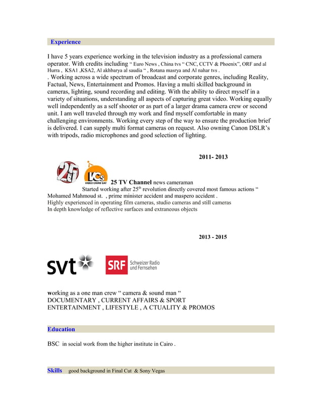 Curriculum vitae 2 | DOC | Cameras and Camcorders | Consumer Electronics