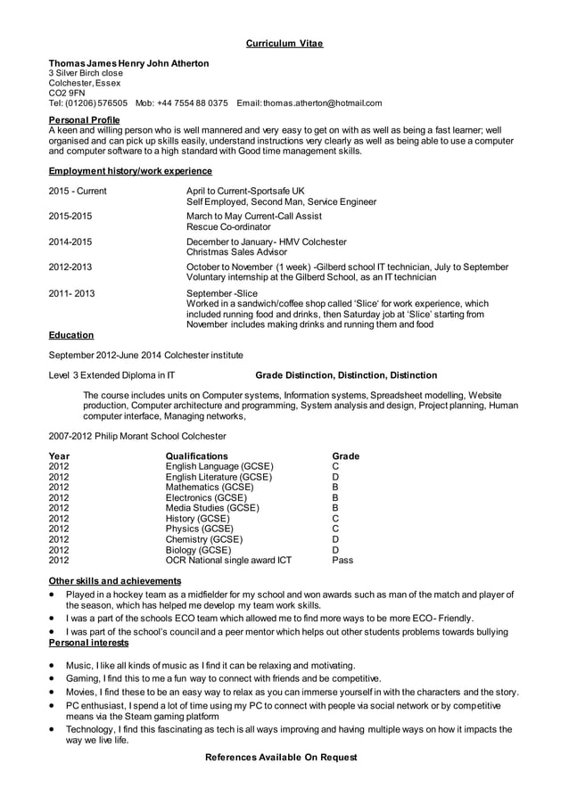 CV | DOCX | Secondary Education | Education