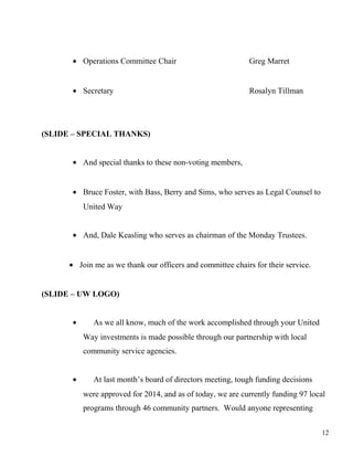 FINAL 2014 Annual Meeting Script | PDF