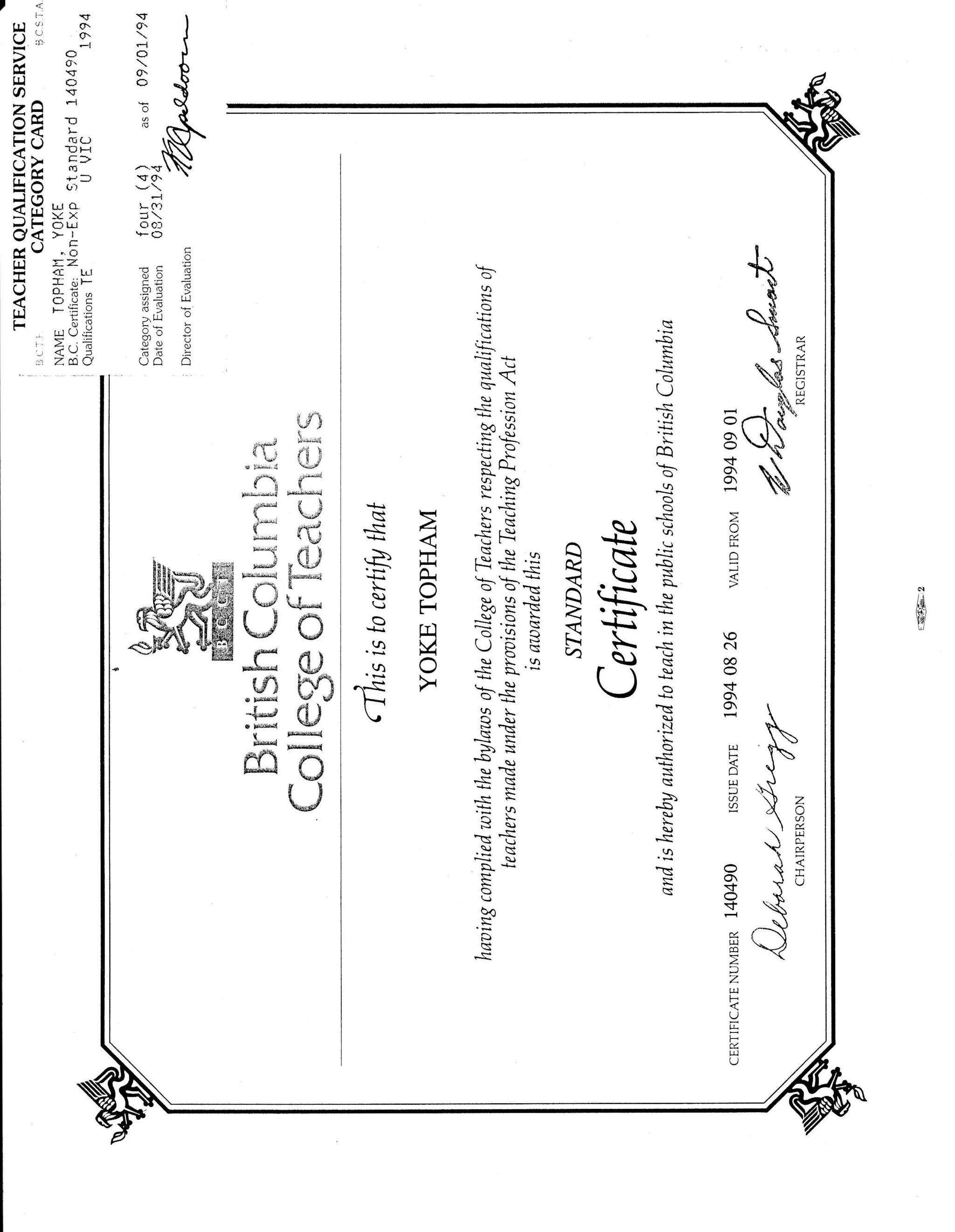 Teaching Certificate | PDF