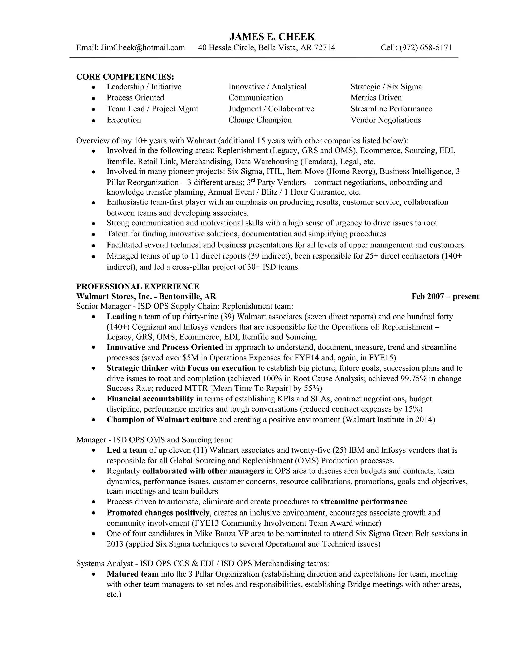 Resume - James Cheek (2015) | DOC