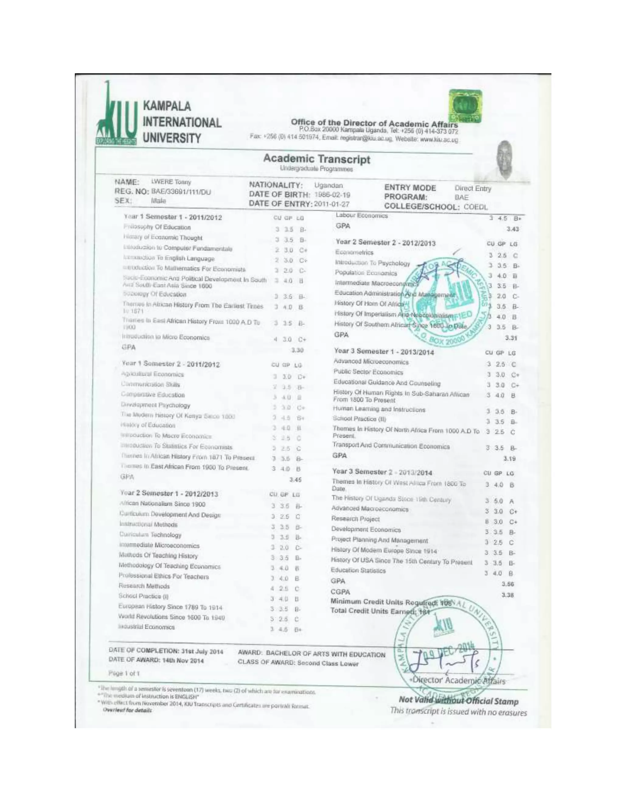 kampala international univsity transcript (3) (1) | DOCX
