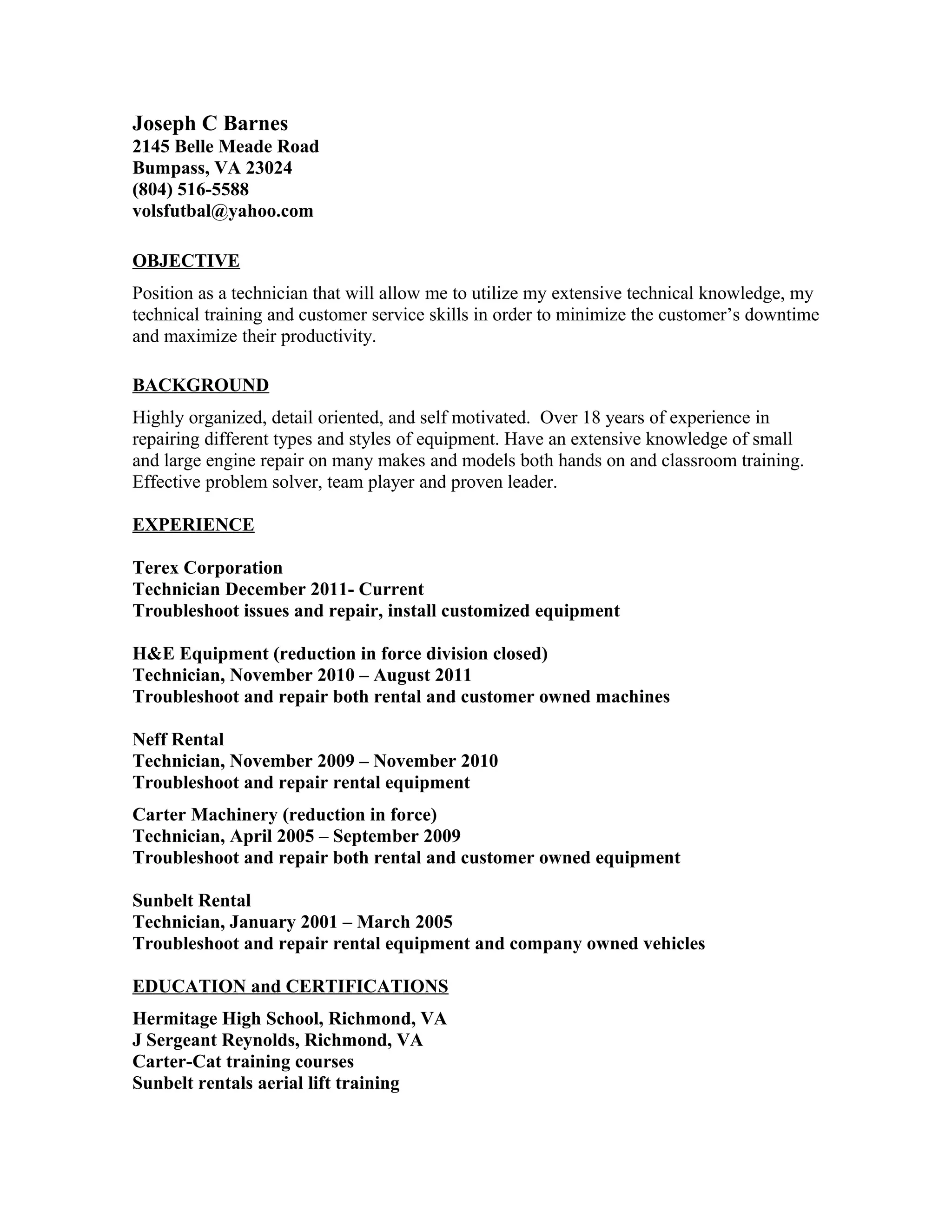 Resume Joey Barnes | DOC | Business and Finance