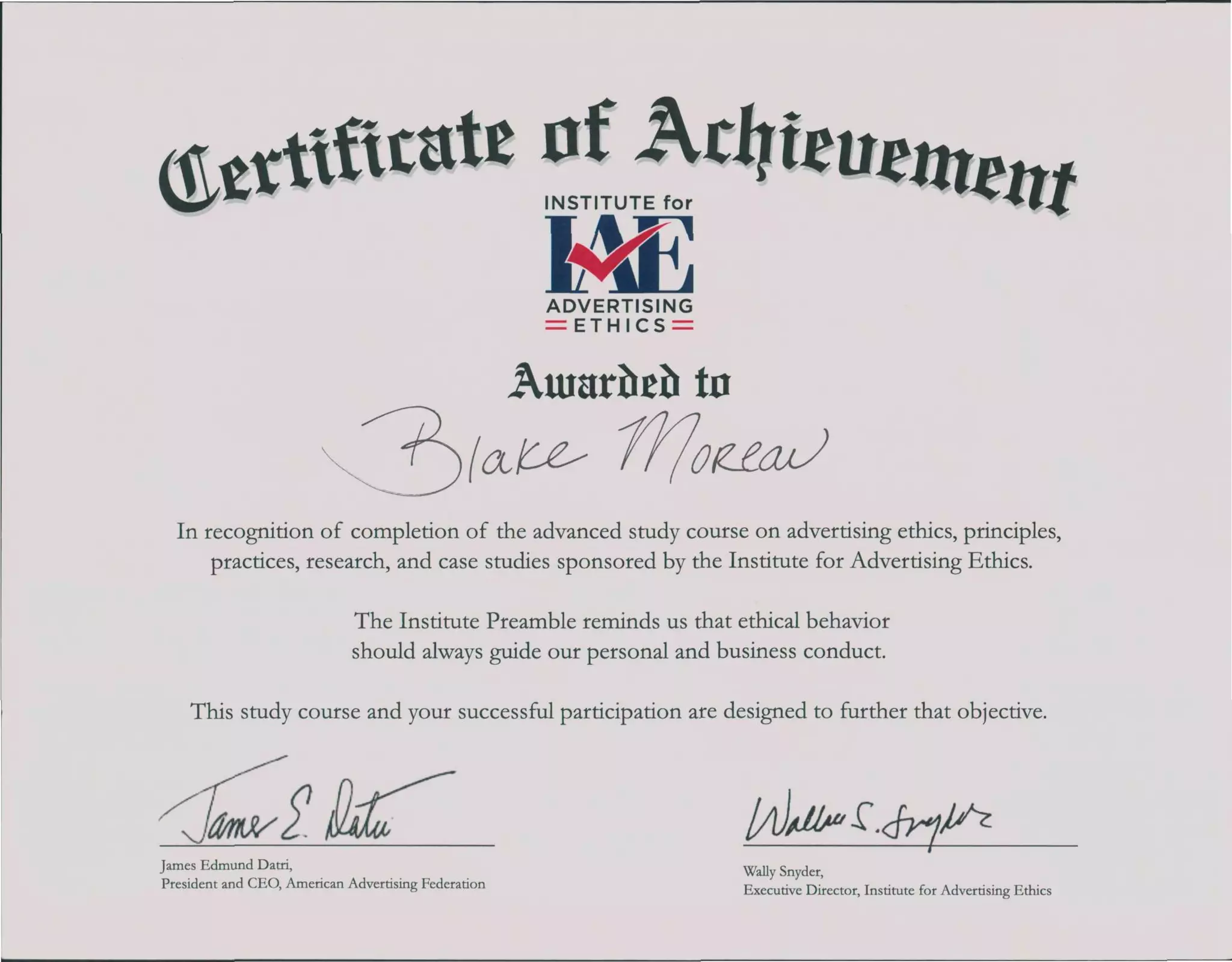 IAE Certificate | PDF