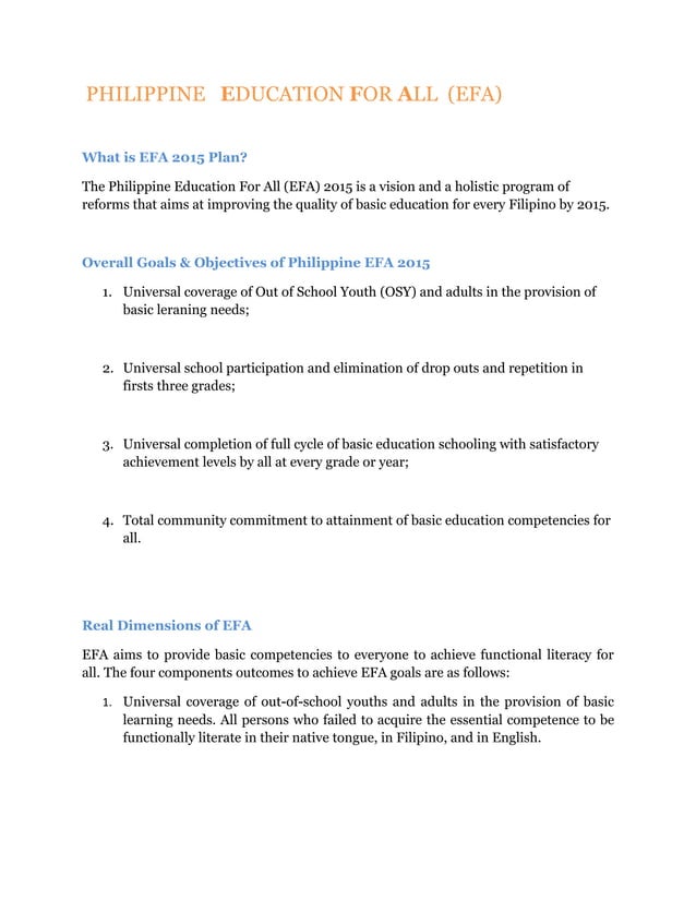 Efa | PDF | Education industry | Industries