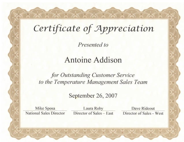 Customer Service Certificate for TM | PDF
