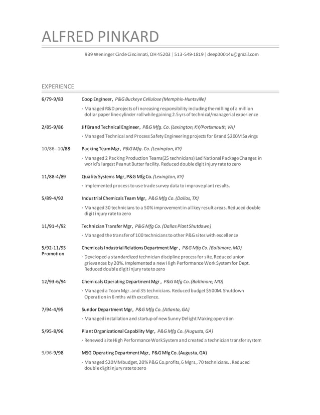 ALFRED PINkARD RESUME 6-16-16 | PDF