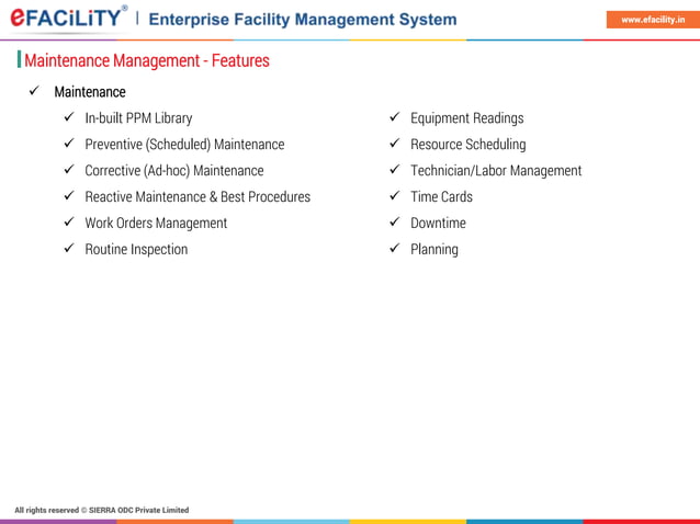 eFACiLiTY Maintenance Management System | PPT