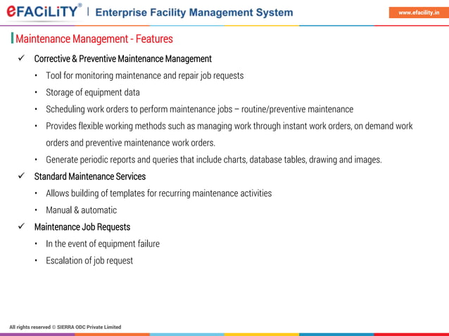 eFACiLiTY Maintenance Management System | PPT