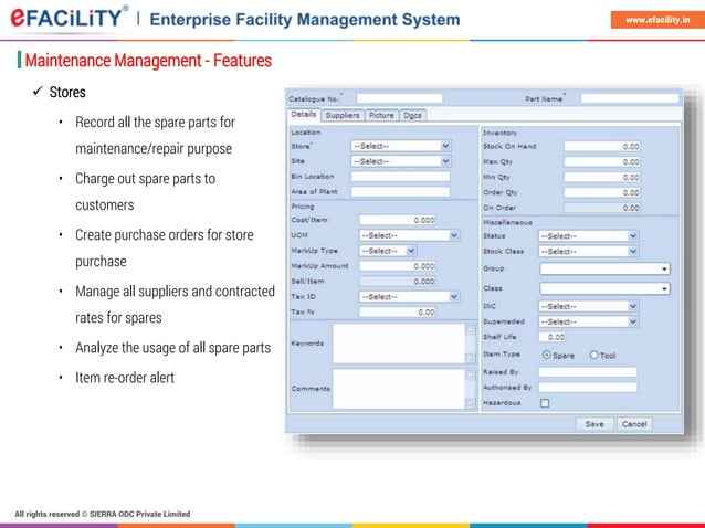 eFACiLiTY Maintenance Management System | PPT