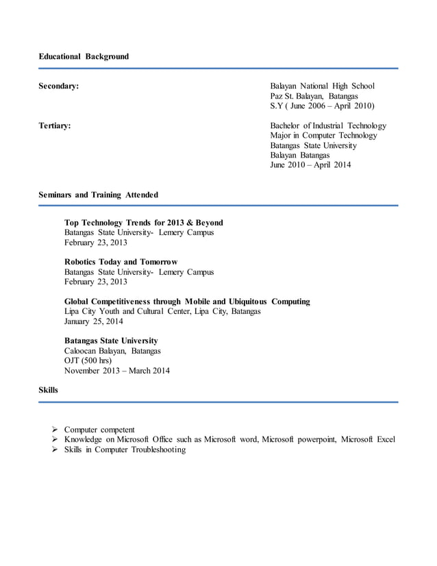 Chester Jordane B Resume | DOCX | Technology & Computing