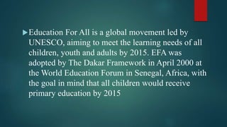 EFA Goals.pptx | Daycare and Pre-School | Parenting