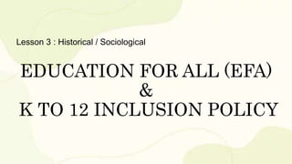 Education For All & k to 12 program presentation | PPTX