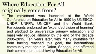 Education For All & k to 12 program presentation | PPTX