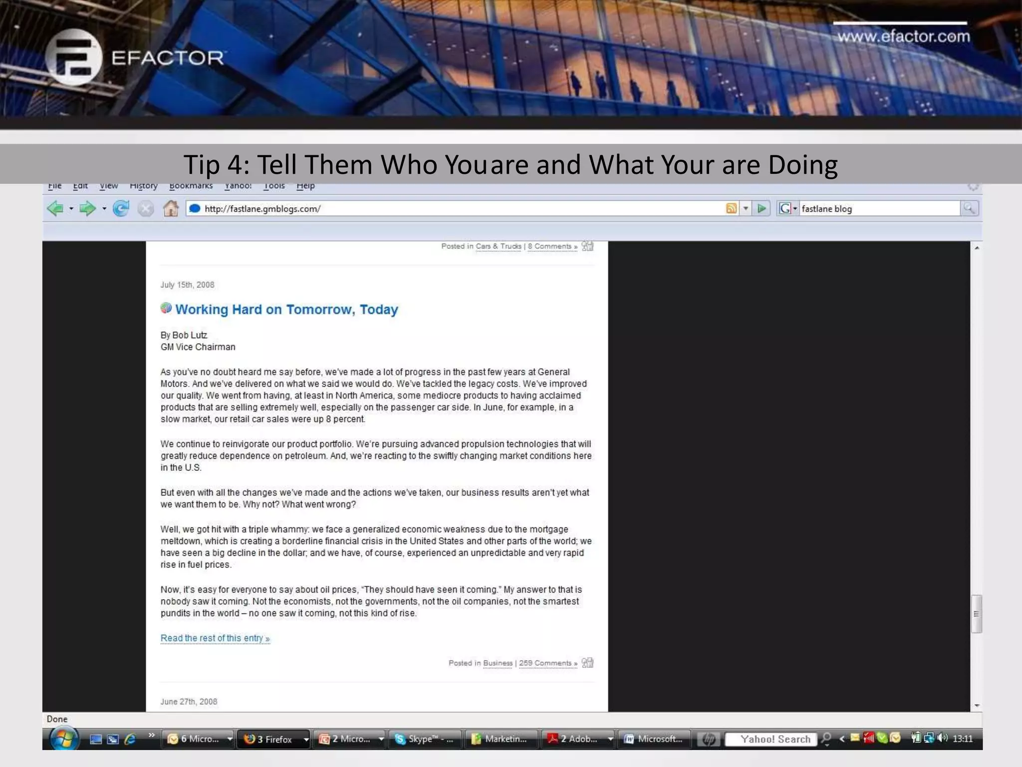 Efactor - Social Media Marketing for Startups | PPT