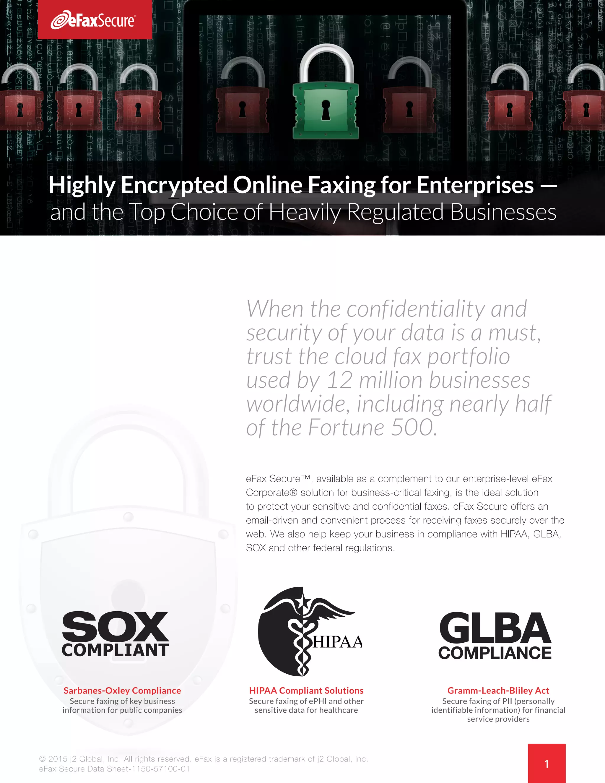 eFax Corporate Secure Faxing Online Datasheet | PDF