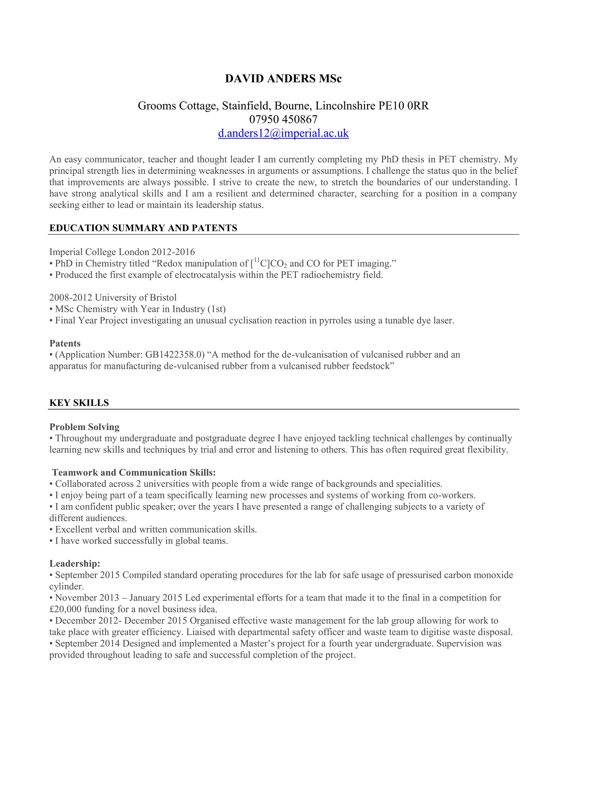 David Anders CV | PDF