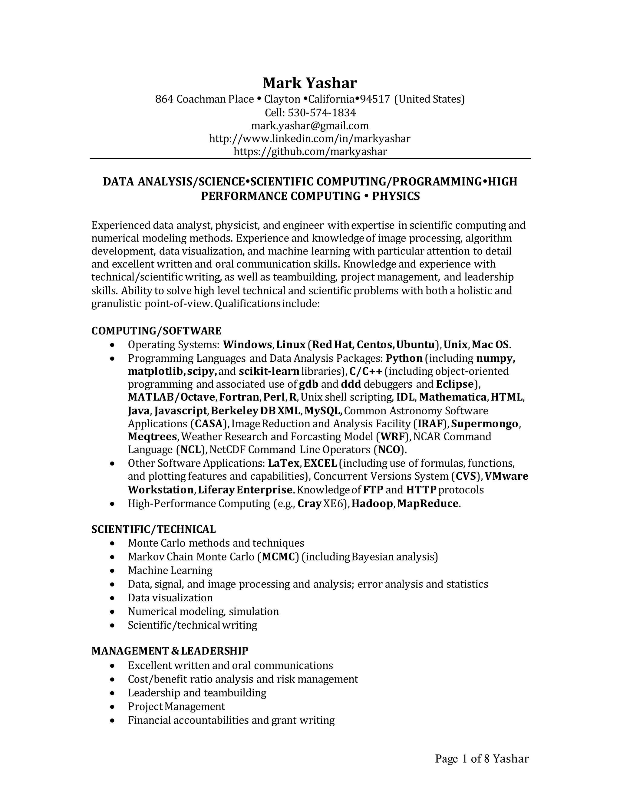 Mark_Yashar_Resume_2017 | DOCX | Physics | Science