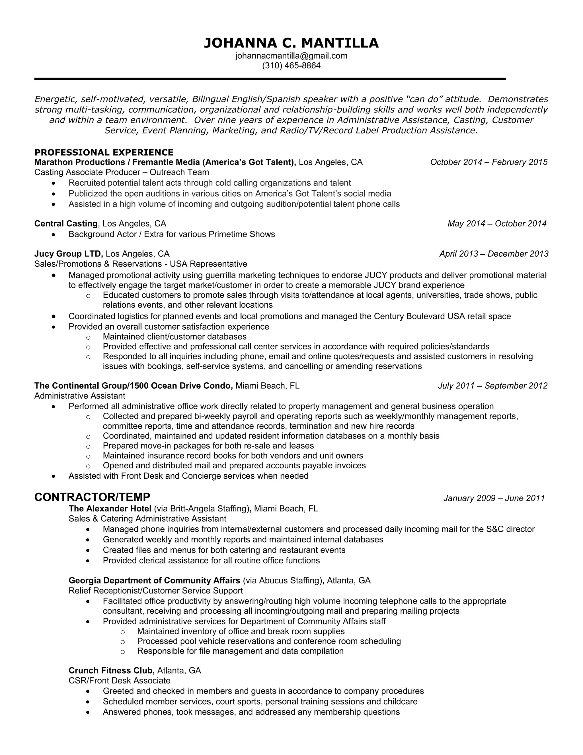 JohannaMantilla Resume 2015 | PDF