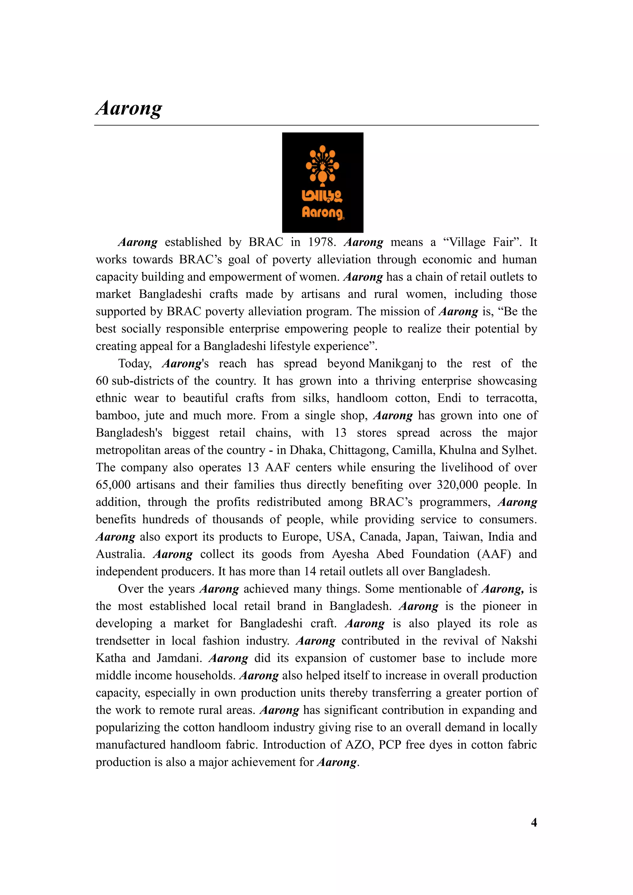 Marketing Strategy of Aarong | PDF