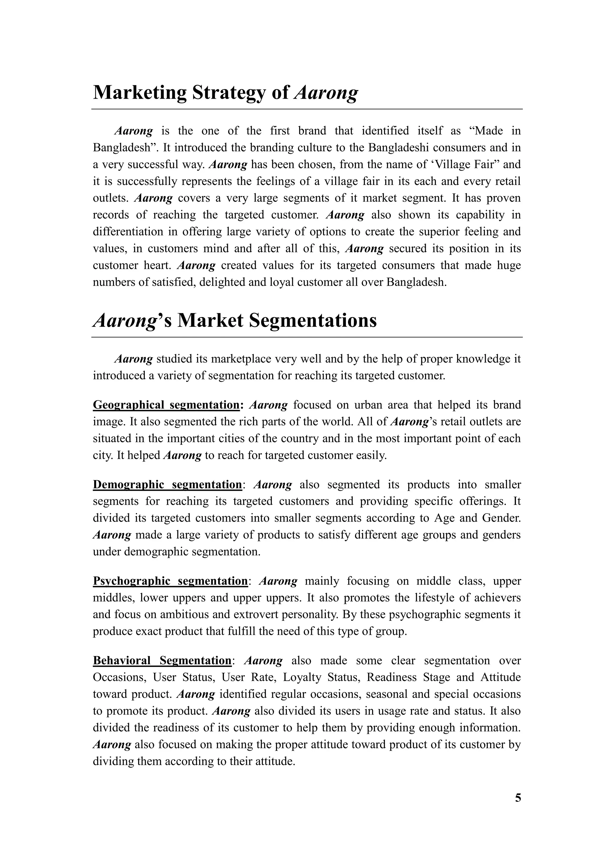 Marketing Strategy of Aarong | PDF