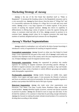 Marketing Strategy of Aarong | PDF