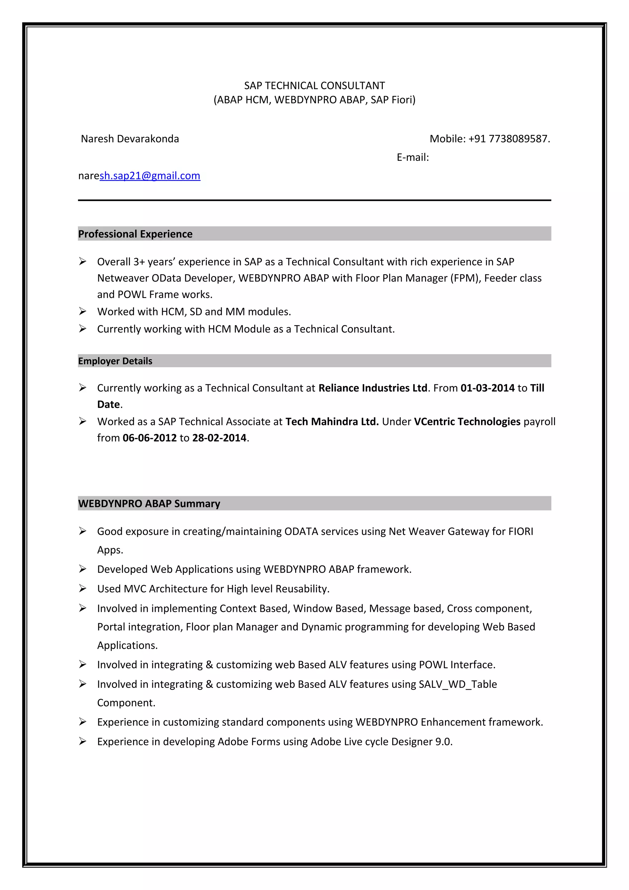 Naresh_SAPTech_Consultant_SAP01 | PDF