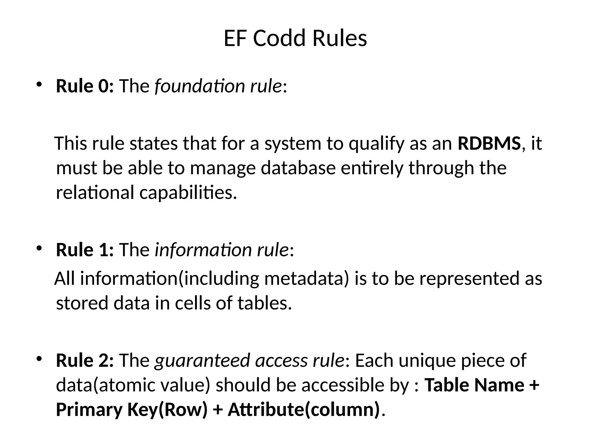 Relational Model . EF Codd proposed 12 RulesEFCoddRules.pptx