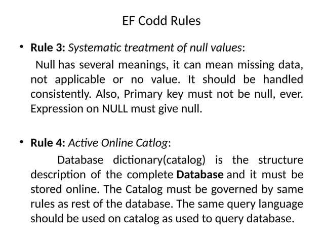 Relational Model . EF Codd proposed 12 RulesEFCoddRules.pptx