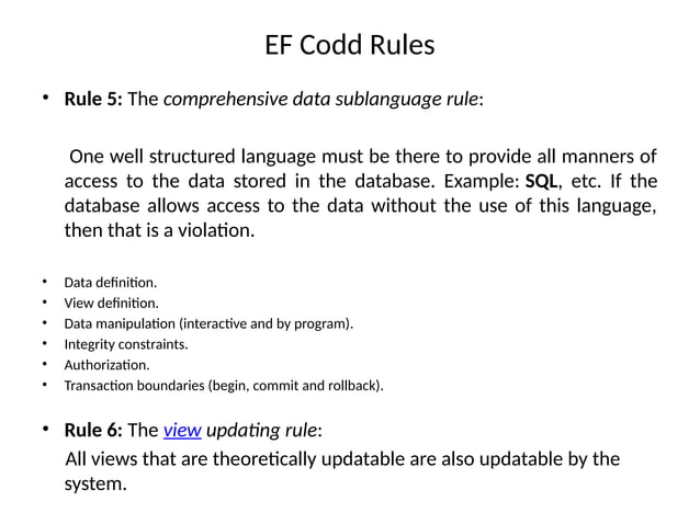 Relational Model . EF Codd proposed 12 RulesEFCoddRules.pptx