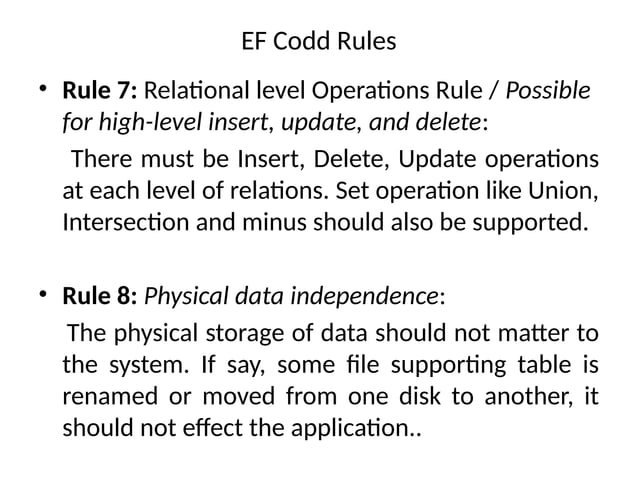 Relational Model . EF Codd proposed 12 RulesEFCoddRules.pptx