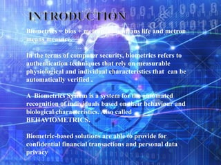 Ppt on use of biomatrix in secure e trasaction | PPT