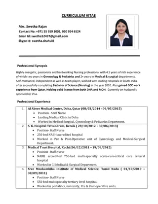 swetha biodata | PDF