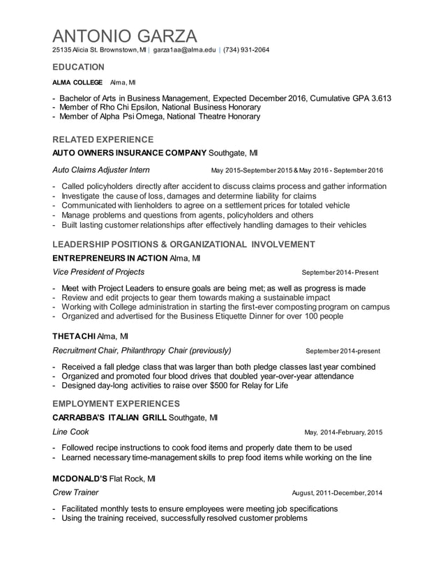 Antonio's Resume | DOCX | Business | Business and Finance