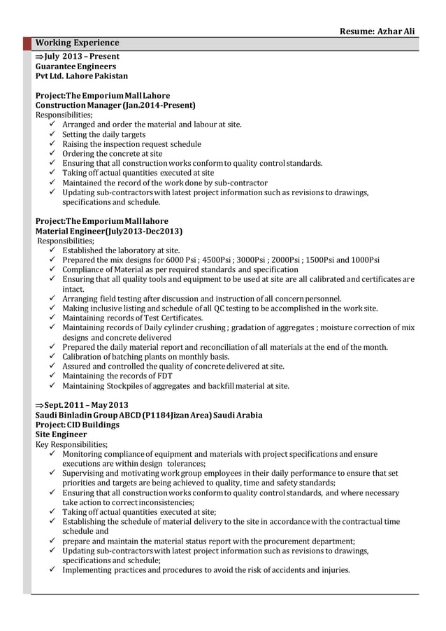 Azhar civil engr(cv) | DOCX