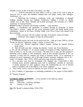 Electronic& Electrical Engineer, LUAY's PROFESSIONAL RESUME in English ...