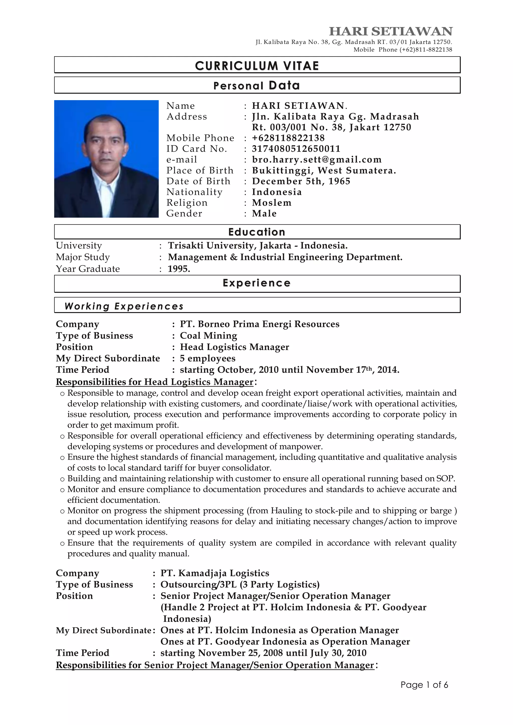 Harry CV (Dtl-Updated 130716) | PDF