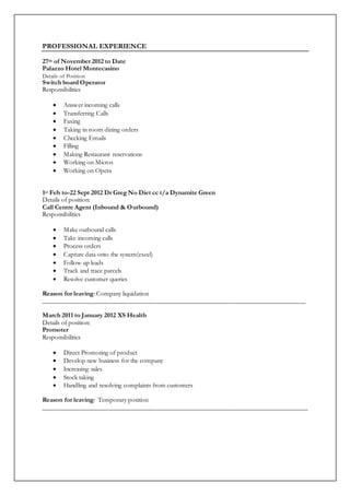 Bridget cv (2) | DOCX