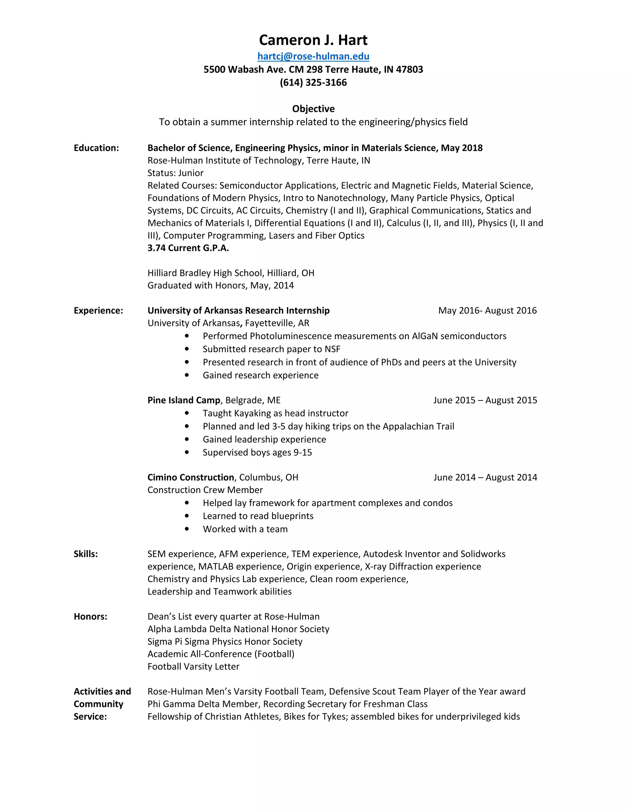 Cameron J Hart | PDF | Physics | Science