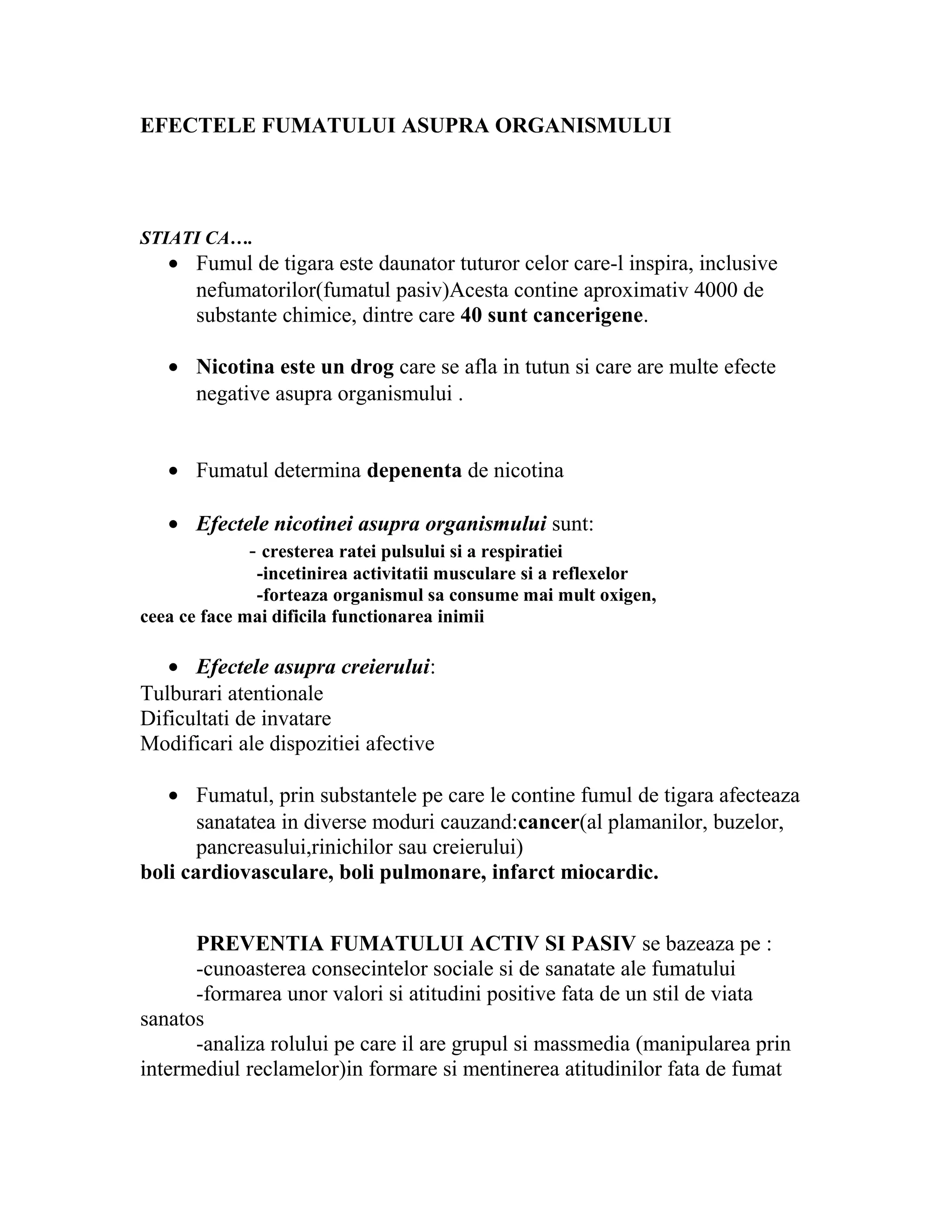 Efectele fumatului asupra_organismului !!! | PDF