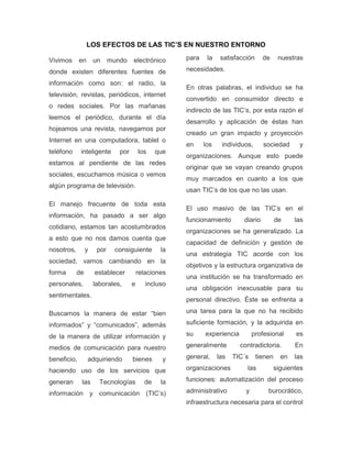 Efectos de las tic's en nuestro entorno | PDF